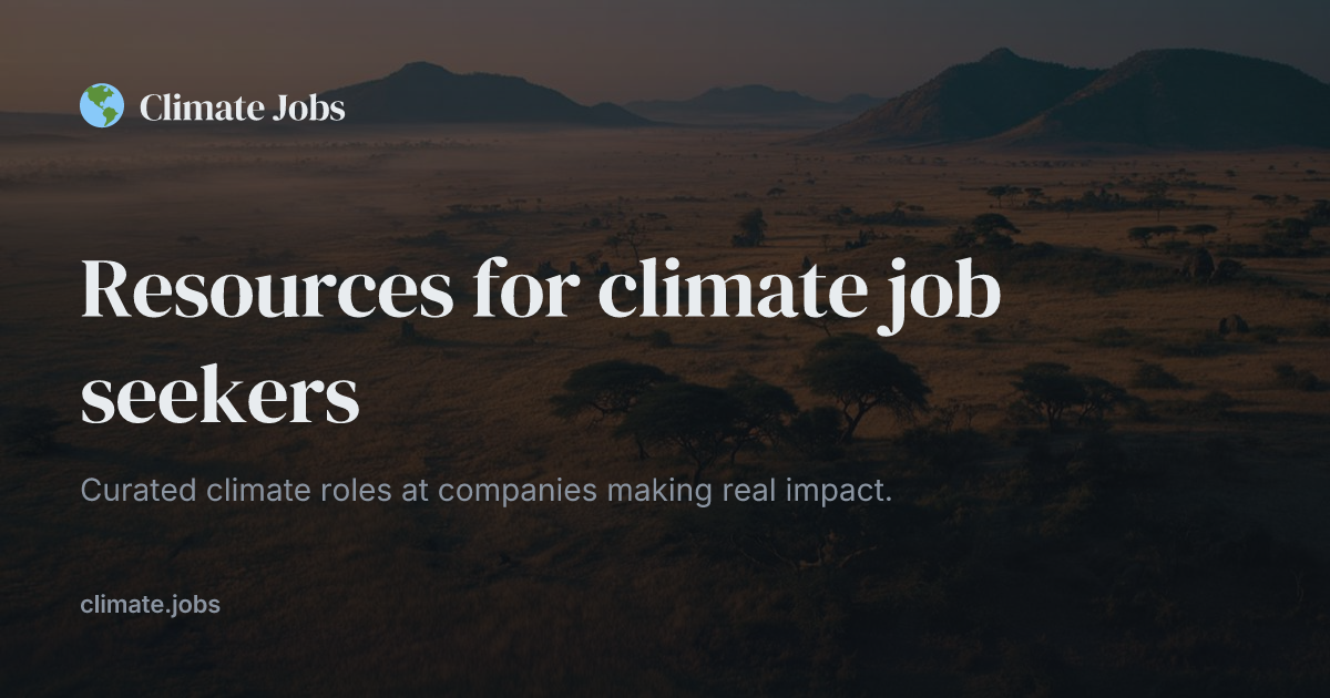 Resources for Climate Job Seekers | climate.jobs